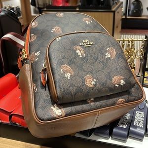 Coach | Bags | Coach Court Backpack In Signature Canvas With Hedgehog ...